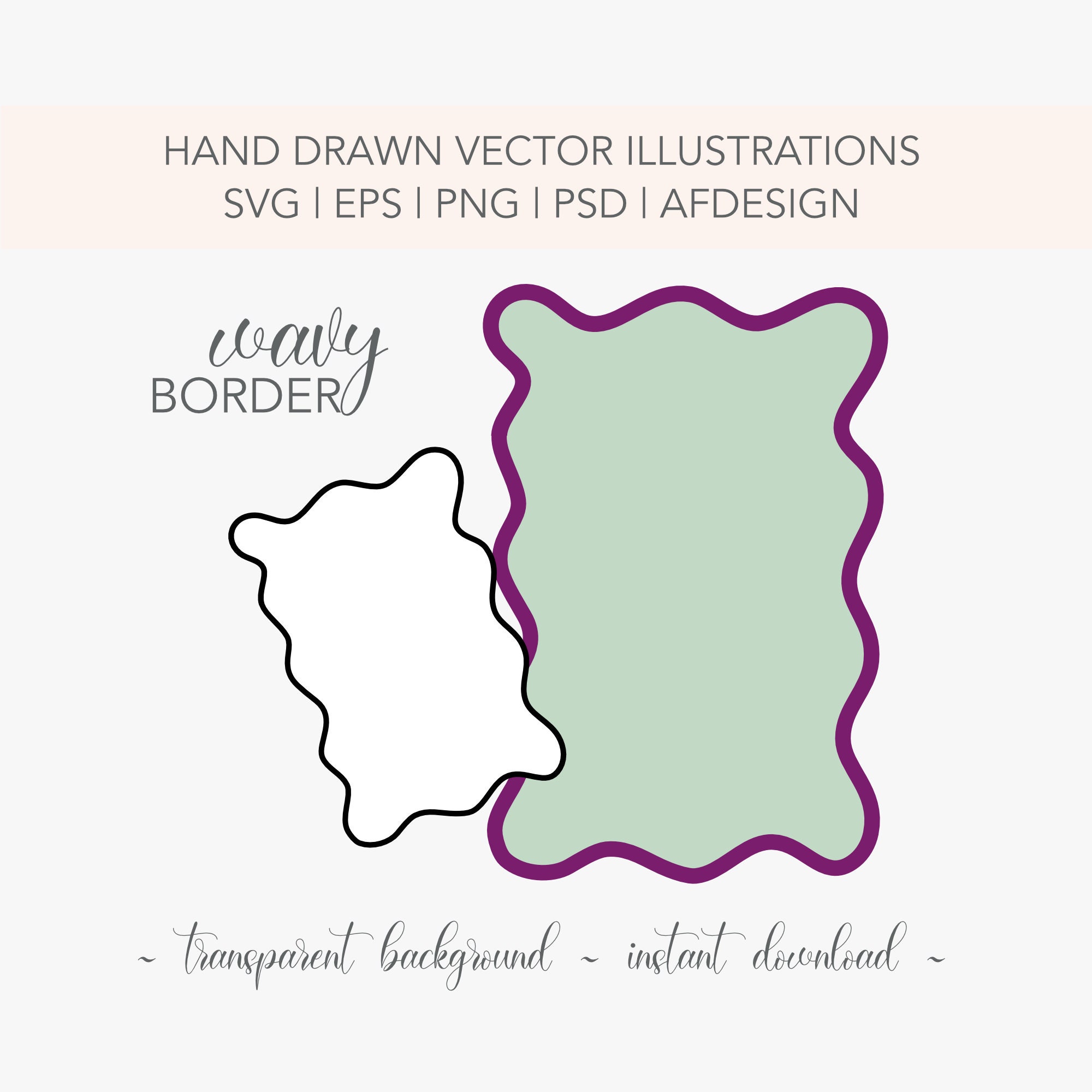 Wavy Squiggly Border Vector Editable File Wedding and - Etsy Australia