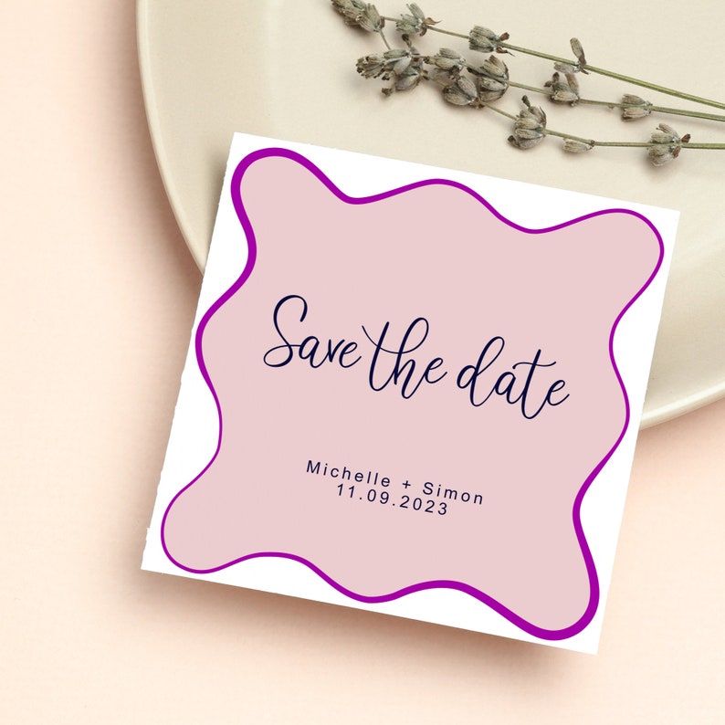 Wavy Square Squiggly SVG Border Frame | Editable Template | Wedding ...