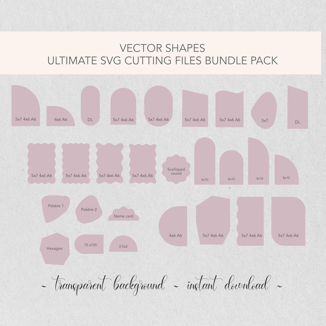 Invitation SVG & PNG Cut Stationery Files | Over 30 Shapes | Arch, Wavy ...