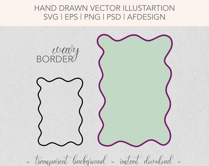 Wavy Squiggly Wide Frame Border SVG Suitable for 8x10 | Vector Editable ...