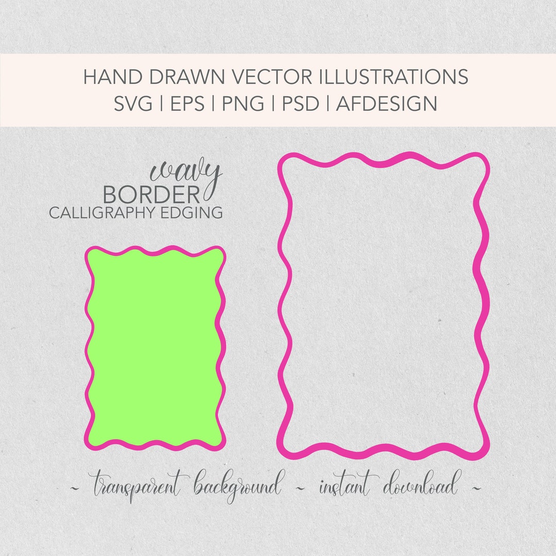 Wavy Calligraphy Style Border SVG for Wedding and Birthday Stationery ...