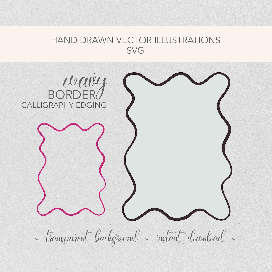 Wavy Squiggly Border Frame Set | SVG Editable Files for Invitation ...