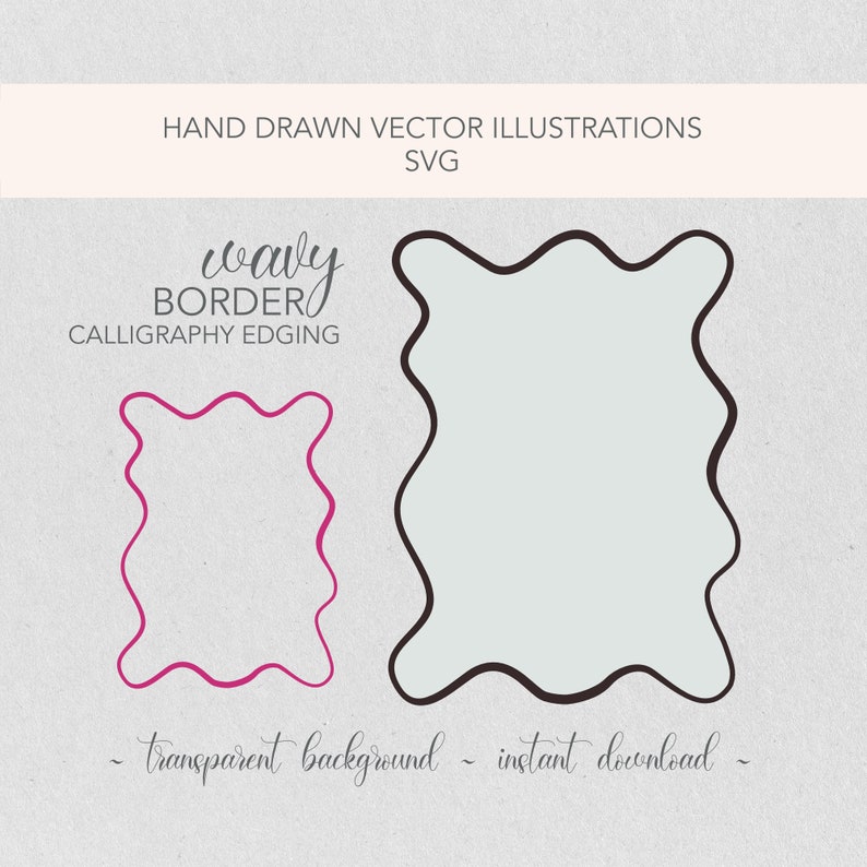 Wavy Squiggly Border Frame Set | SVG Editable Files for Invitation ...