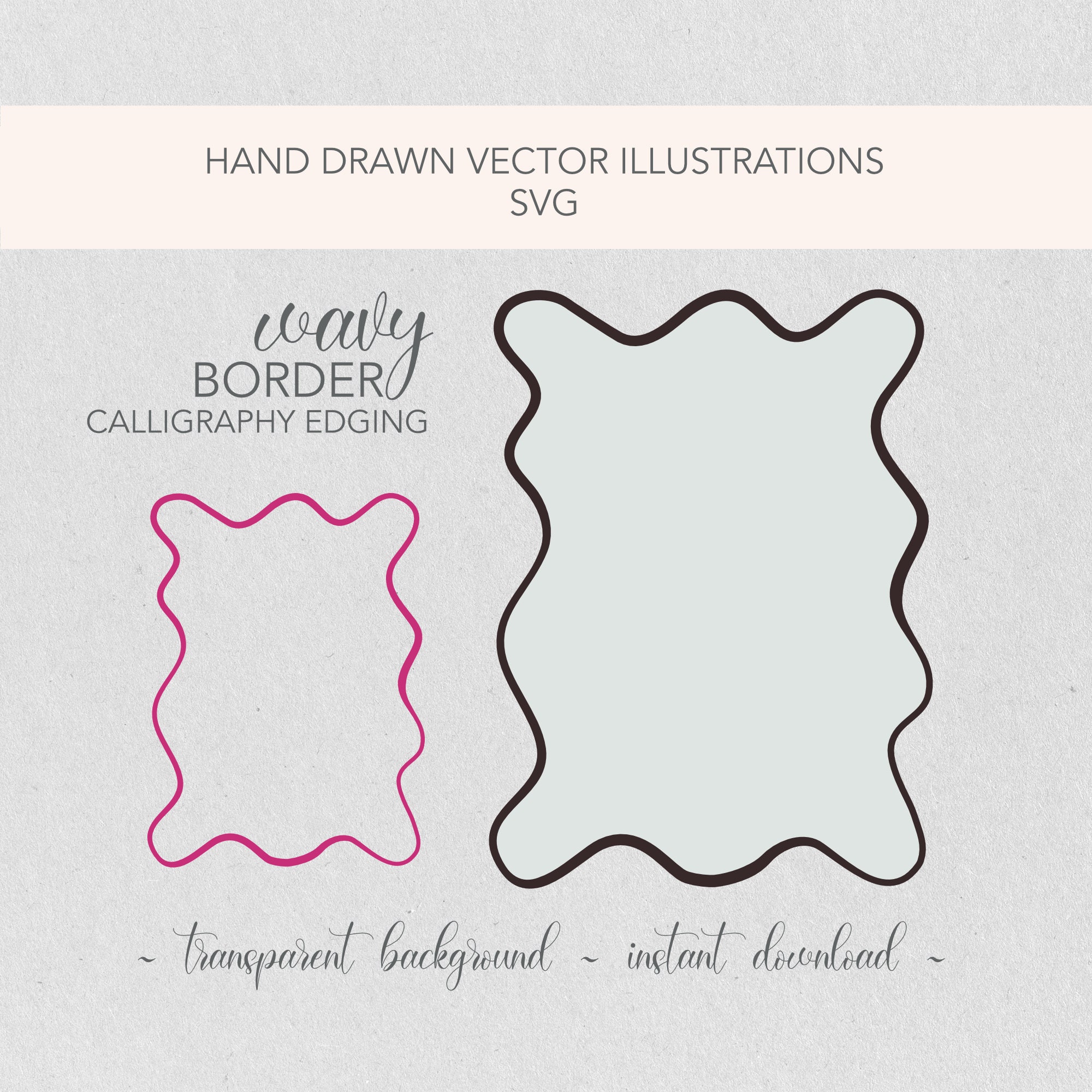 Wavy Squiggly Border Frame Set | SVG Editable Files for Invitation ...