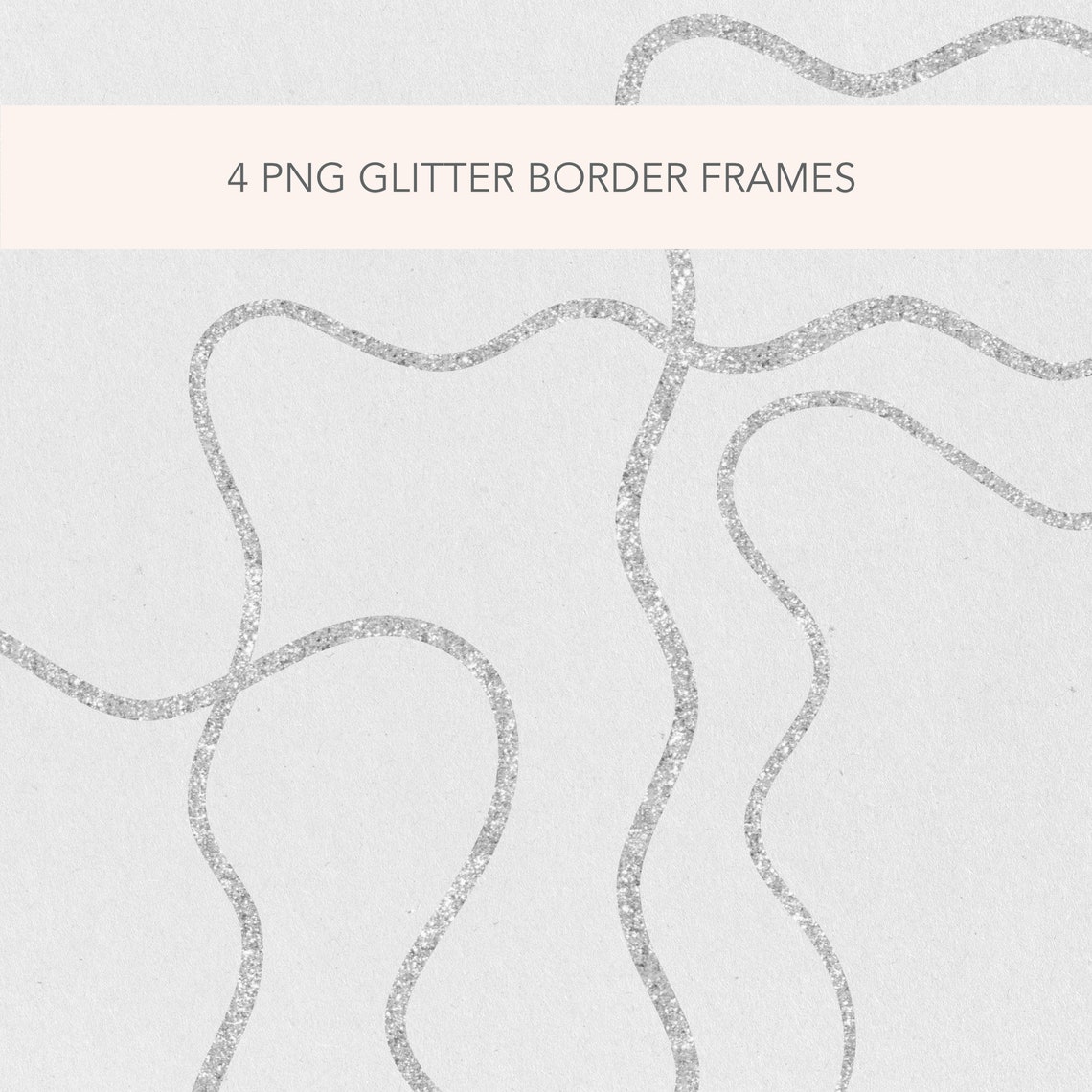 Silver Wavy PNG Border Frame Bundle | DIY Wedding Stationery Clip Art ...