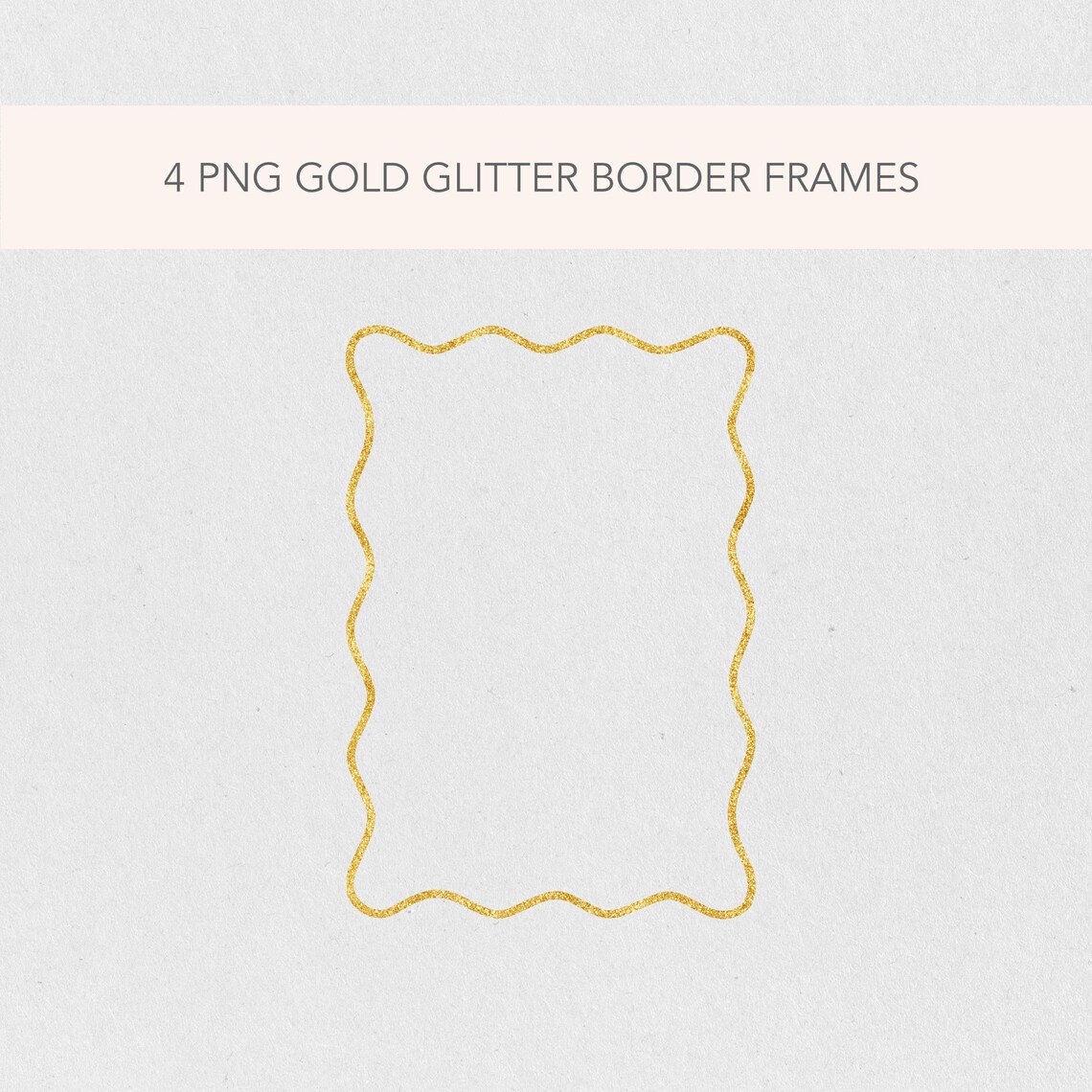 Gold Glitter Wavy Frame Clipart PNG | DIY Wedding Birthday Christening ...