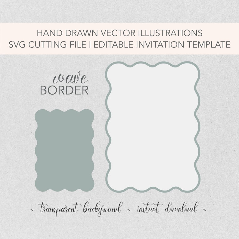 Wave Scallop Edge Frame File | Editable SVG Template File | DIY Wedding ...