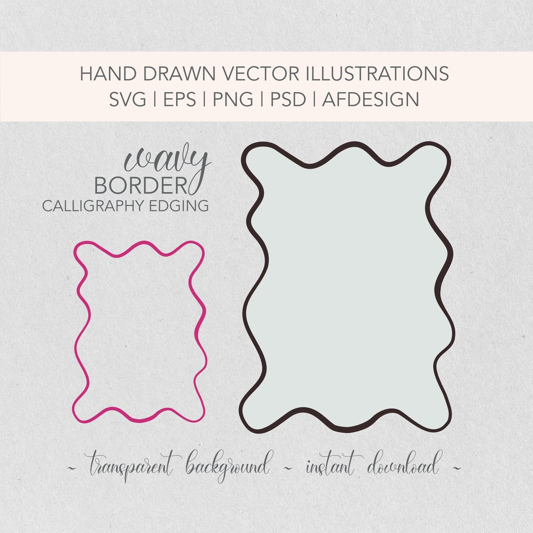 Wavy Squiggly Calligraphy Edging SVG Border | Vector Editable File ...