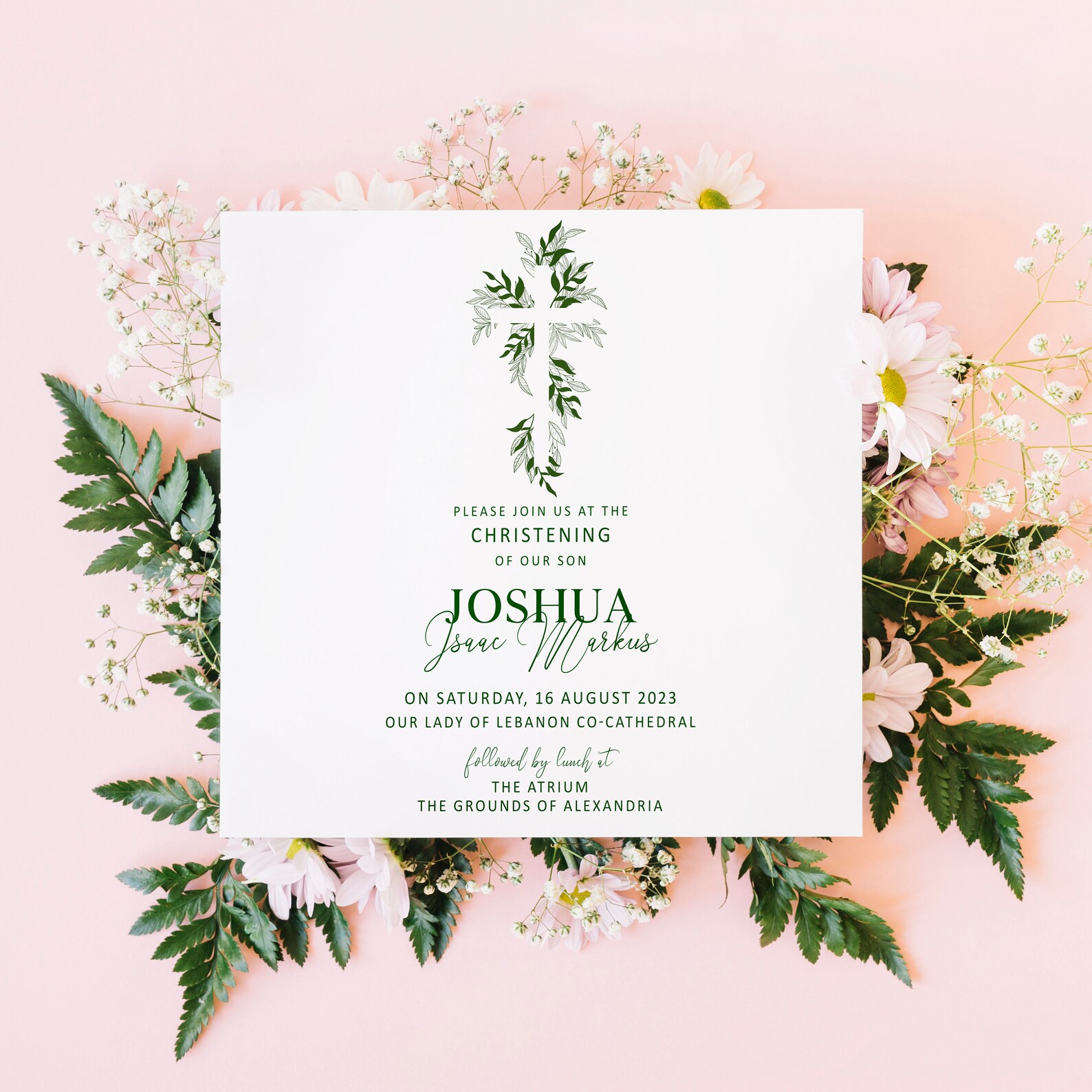 Religious Cross With Leaves SVG | Editable File for Wedding ...