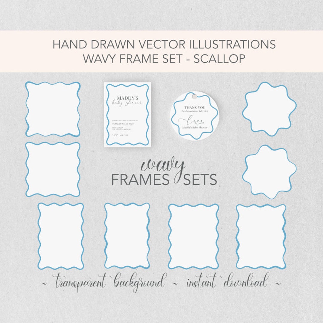 Wavy Scallop Border Frame Set | SVG and PNG Editable Files for ...