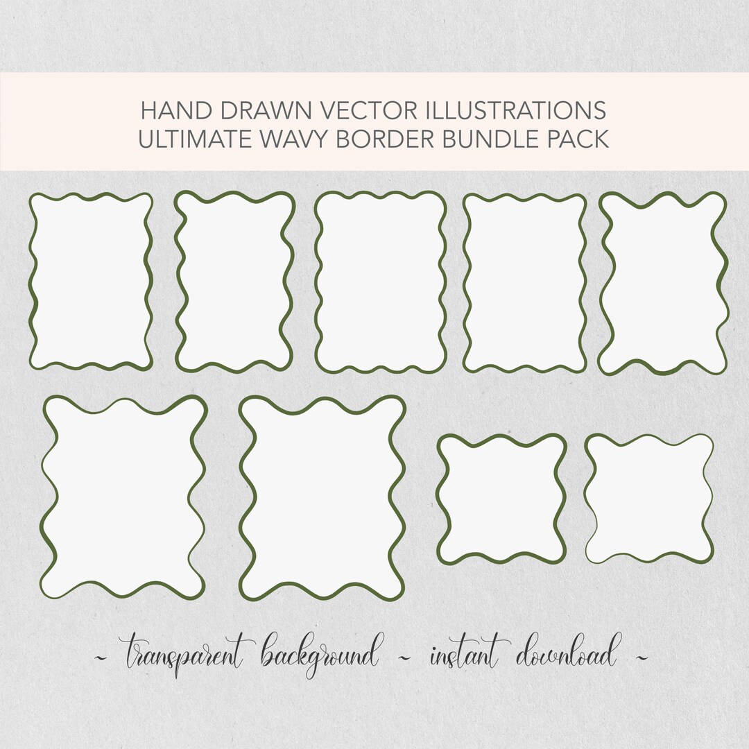 Ultimate Wavy Border Bundle Pack | Svg, Png and Psd Files | Invitation ...