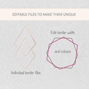 Modern Geo Border Frames SVG Vector Editable File Gold PNG Border ...