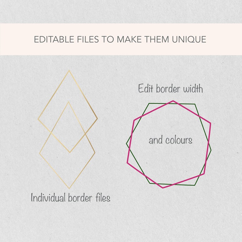 Modern Geo Border Frames SVG Vector Editable File Gold PNG - Etsy