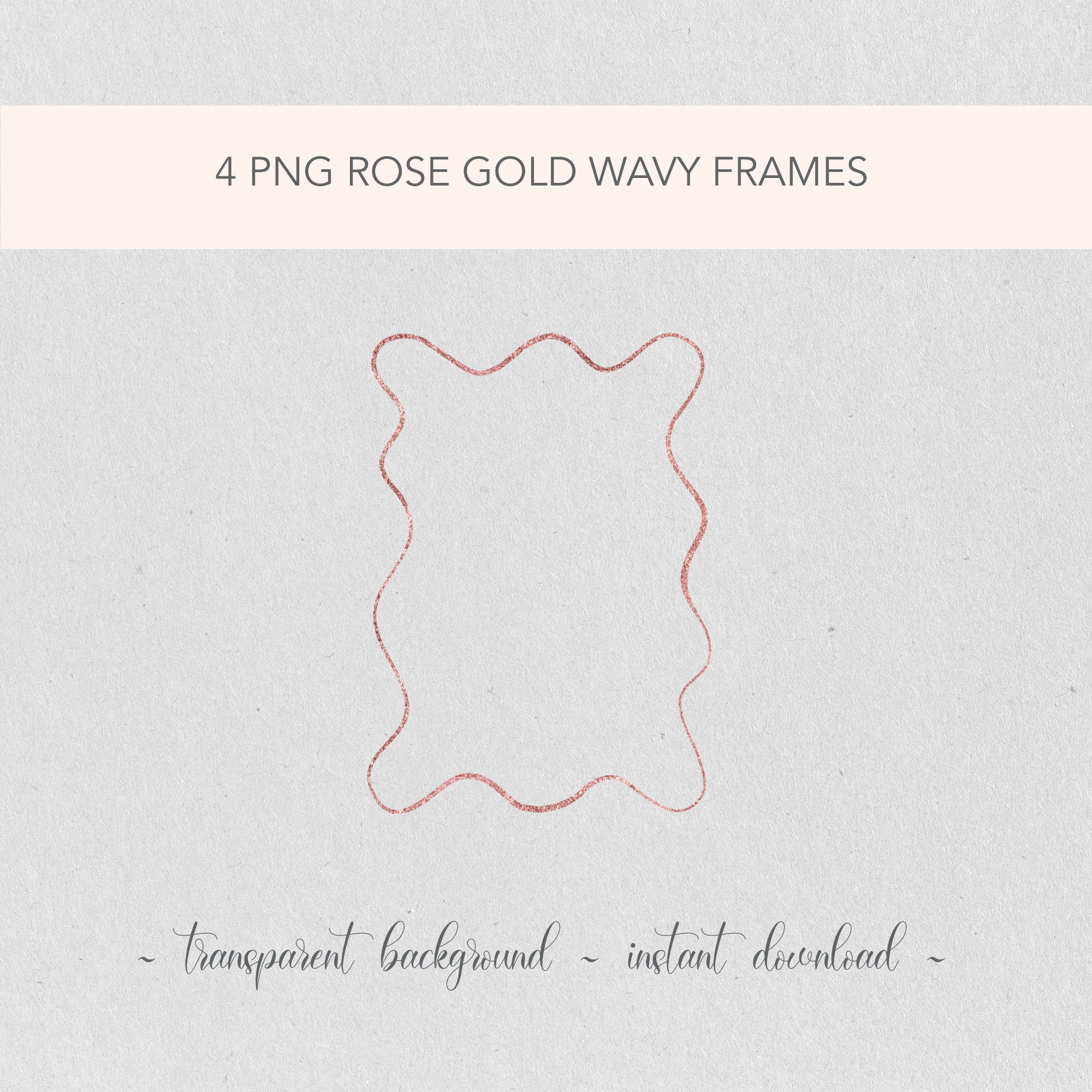 Rose Gold Wavy PNG Clip Art Frames Wedding Invitation Border Glitter ...