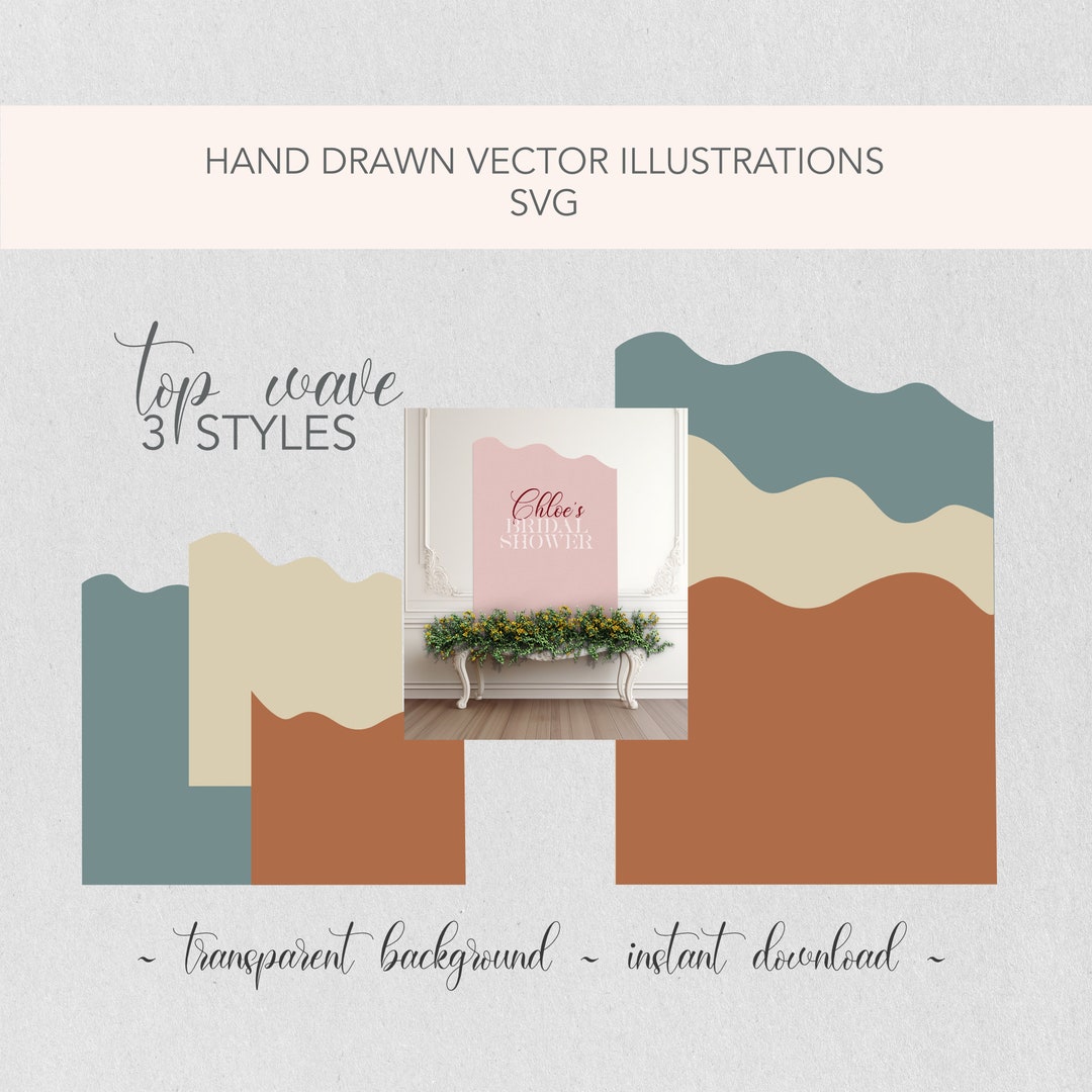 Set of 3 Top Wave SVG Cutting Files | Large Format Signage, Wedding ...