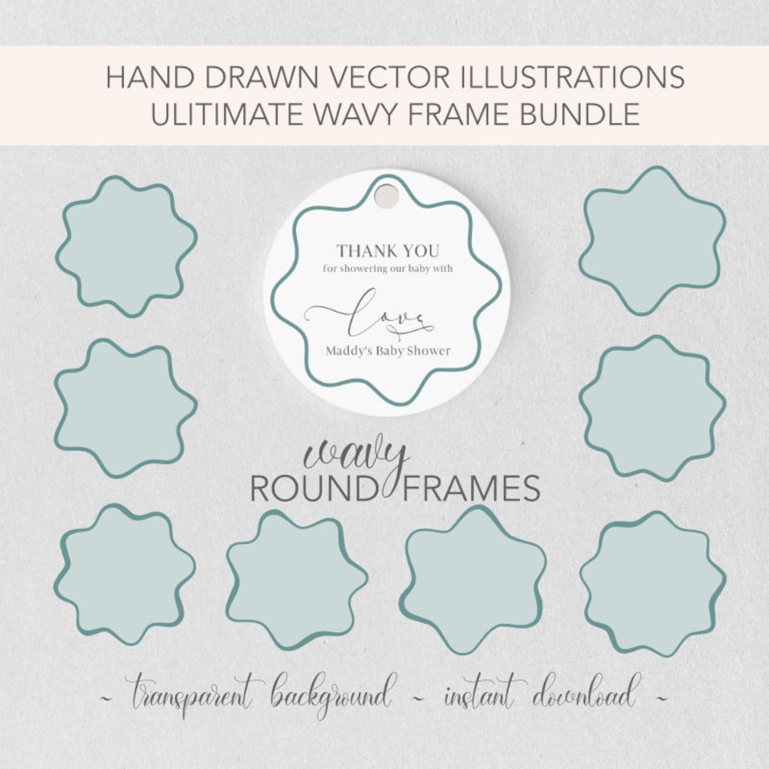 Ultimate Round Wavy Border Bundle Pack | Svg, Png and Psd Invitation ...
