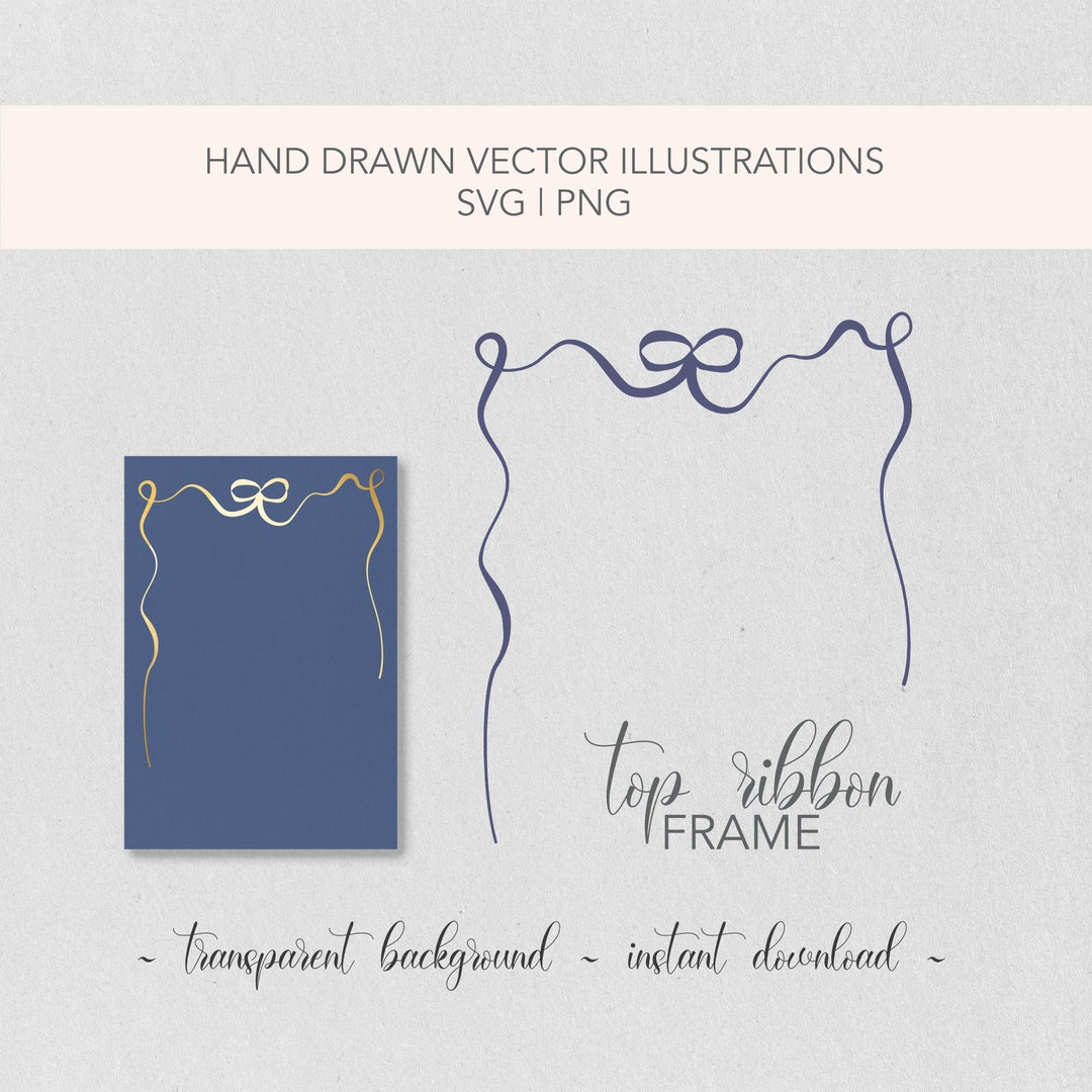 Ribbon Bow Border Frame Illustration: SVG, PNG Files (digital Download ...