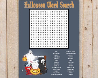 Halloween Word Search Party Game with spider and bats Kids | Etsy