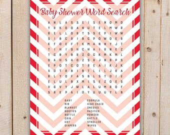 Baby Shower Word Search Game Baby Feet and Polka Dots | Etsy