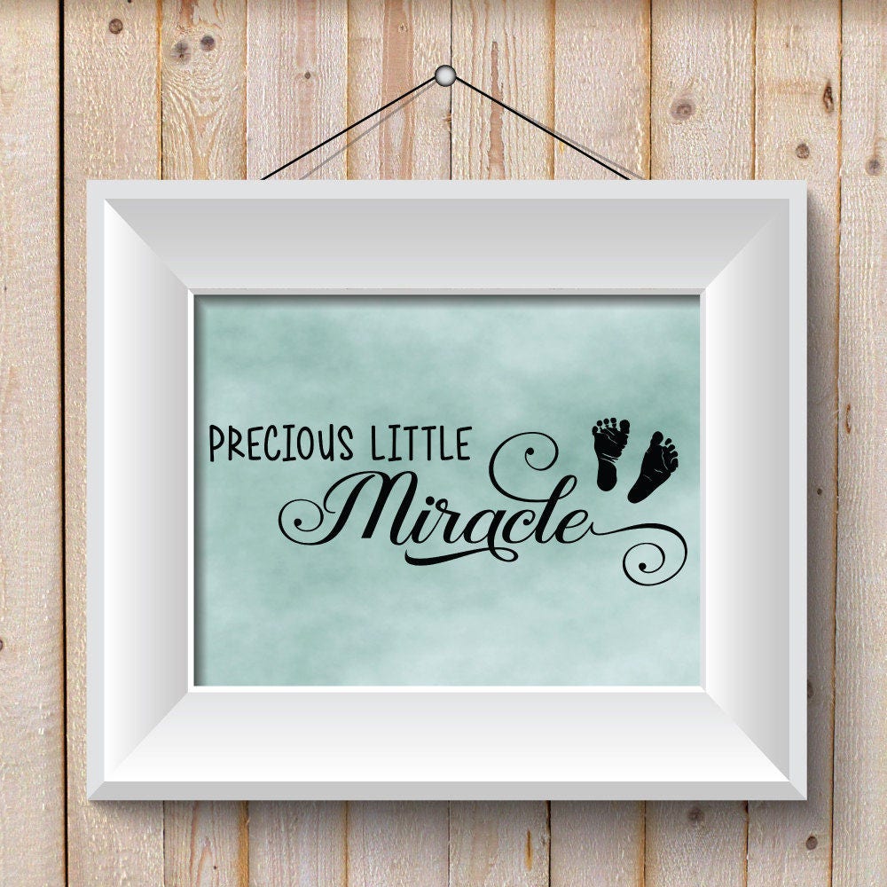 Precious Little Miracle Quote - Blue-green Wall Art Decor Kids Bedroom ...