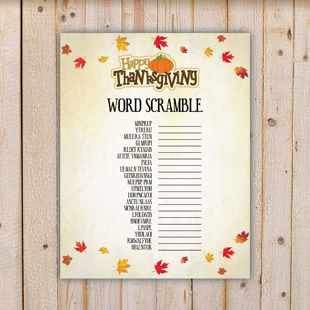 Thanksgiving Game Pack 3 Games Included Thanksgiving Bingo, Word Search ...