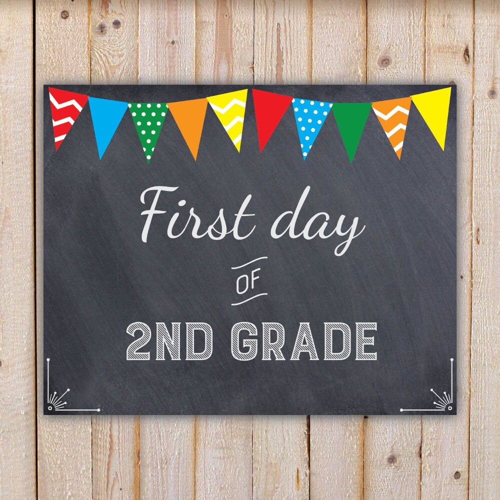 First Day of School Printable Grade Signs With Banners INSTANT DOWNLOAD ...