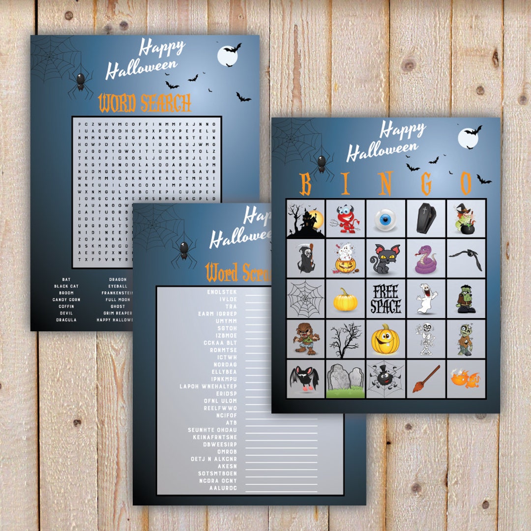 Halloween Game Pack - 3 Games Included! - Halloween Bingo, Word Search ...