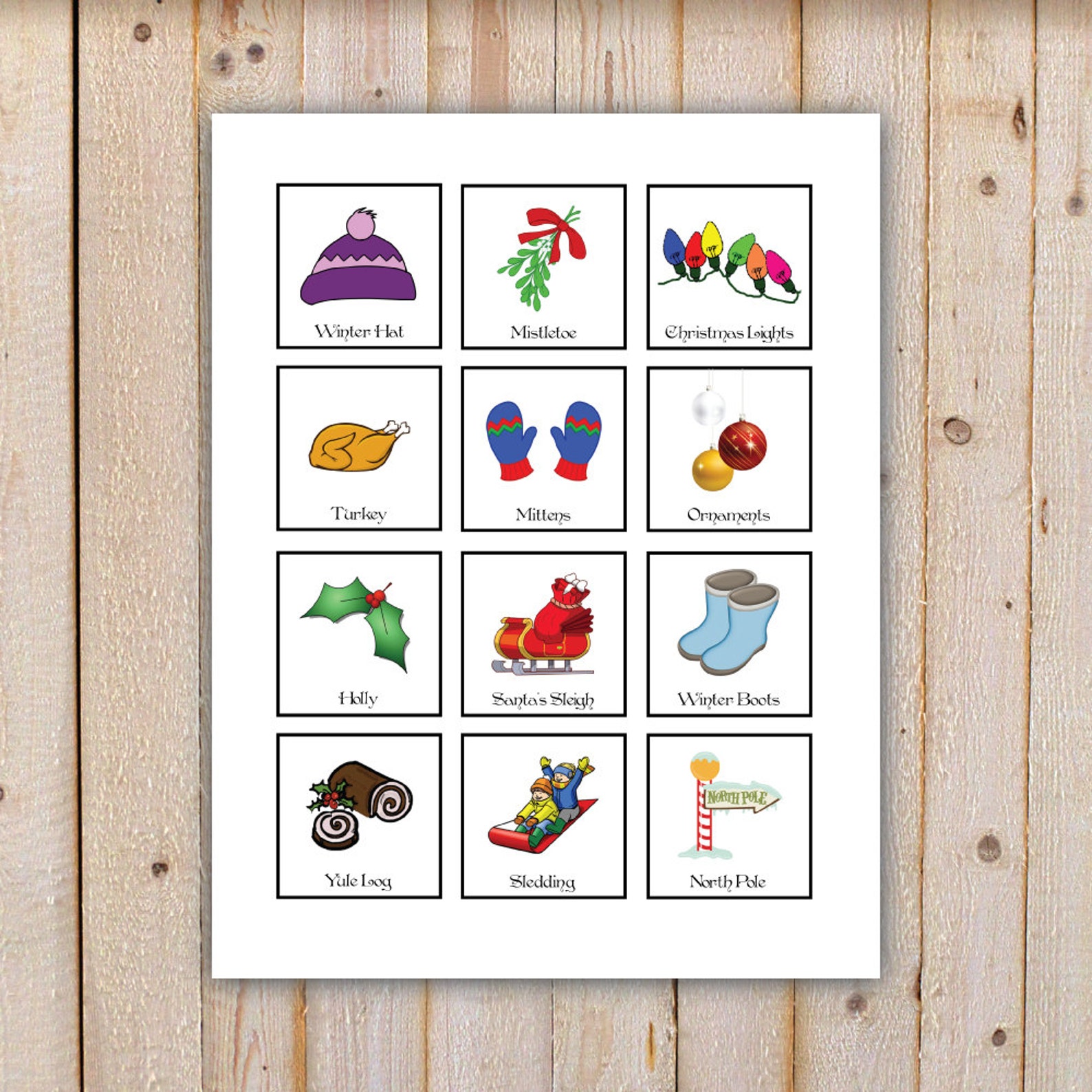 Christmas Bingo Game With 20 Unique Bingo Cards and 42 Large and Small ...