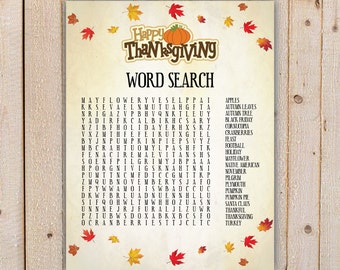 Thanksgiving Word Scramble Party Game With Autumn Leaves | Etsy