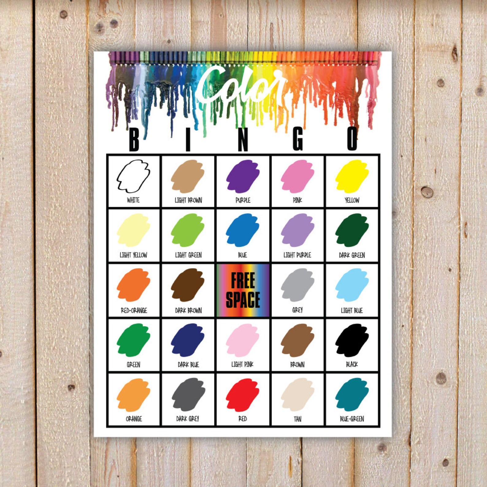 Color Bingo Game With 20 Unique Bingo Cards and 24 Large and Small ...