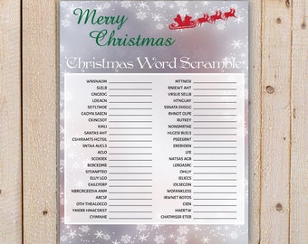 Christmas Word Scramble Party Game - With Christmas Tree Background ...