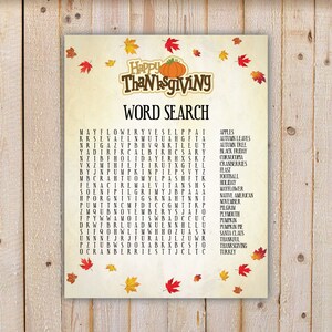 Thanksgiving Game Pack 3 Games Included Thanksgiving Bingo, Word Search ...