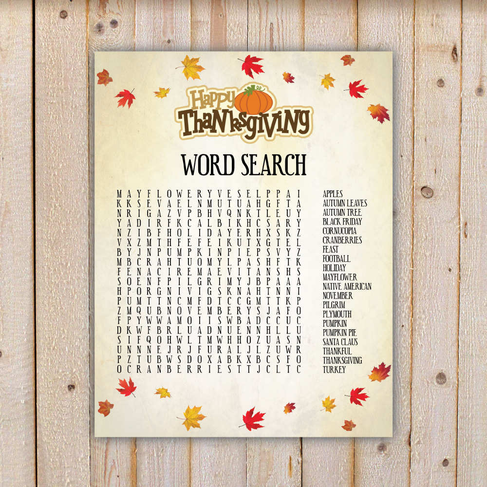 Thanksgiving Game Pack 3 Games Included Thanksgiving Bingo, Word Search ...