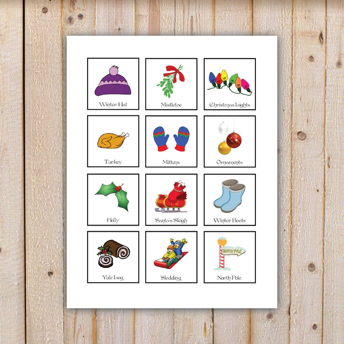 Christmas Bingo Game With 20 Unique Bingo Cards and 42 Large & Small ...