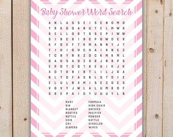 Baby Shower Word Search Game Printable With Answer Key, Pink Gold ...