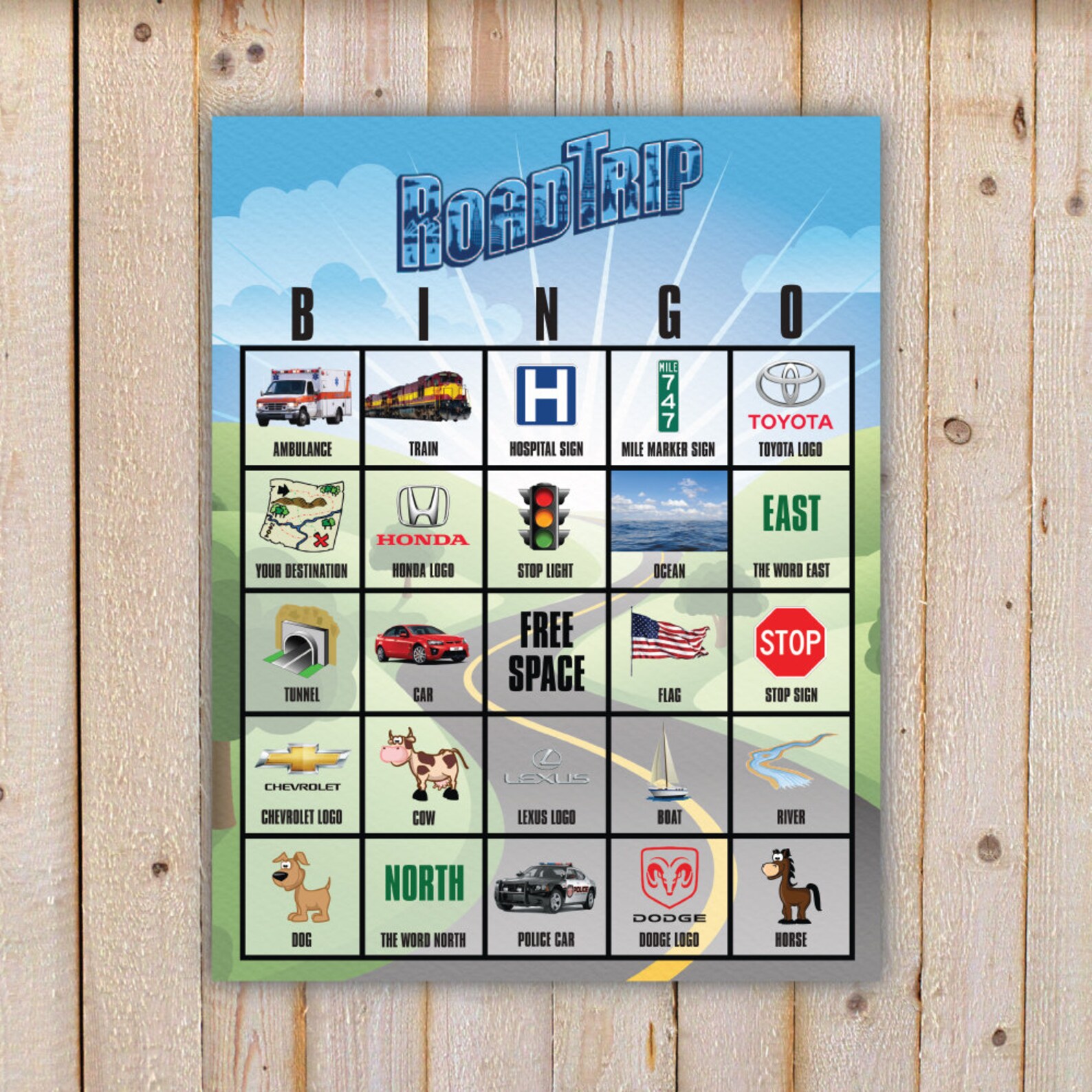 Road Trip Bingo Game With 10 Unique Bingo Cards - Perfect for Long Road ...