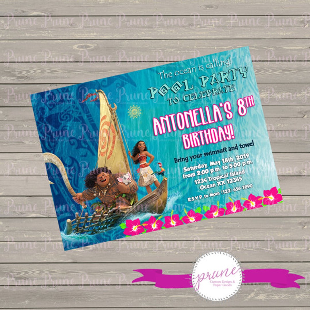 Invitación Moana Disney Personalizado 4x6 5x7 - Etsy México