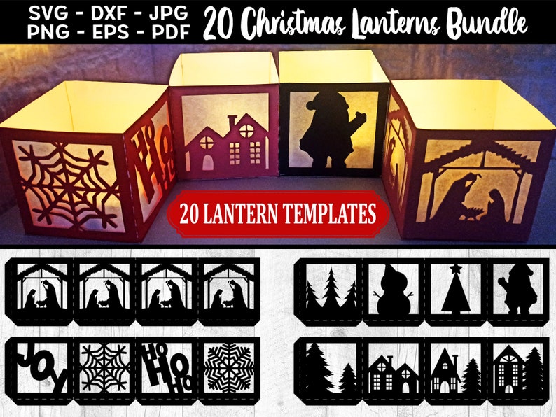 20 Christmas Lantern Template Christmas Papercut Lantern - Etsy