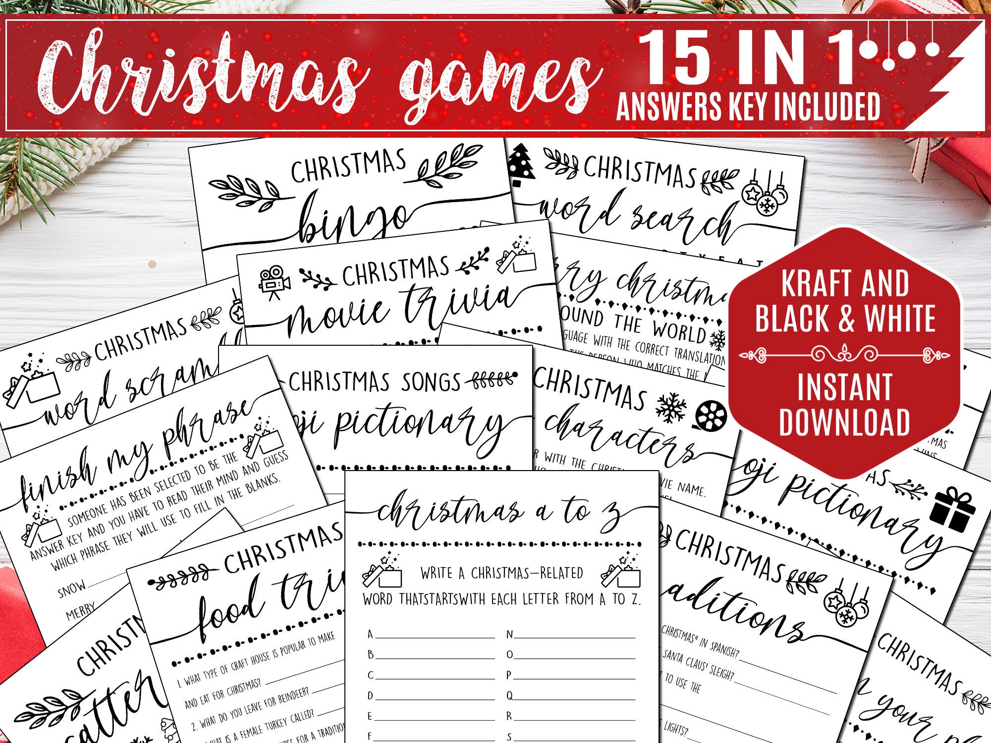 15 in One Christmas Party Games Christmas Songs Emoji - Etsy
