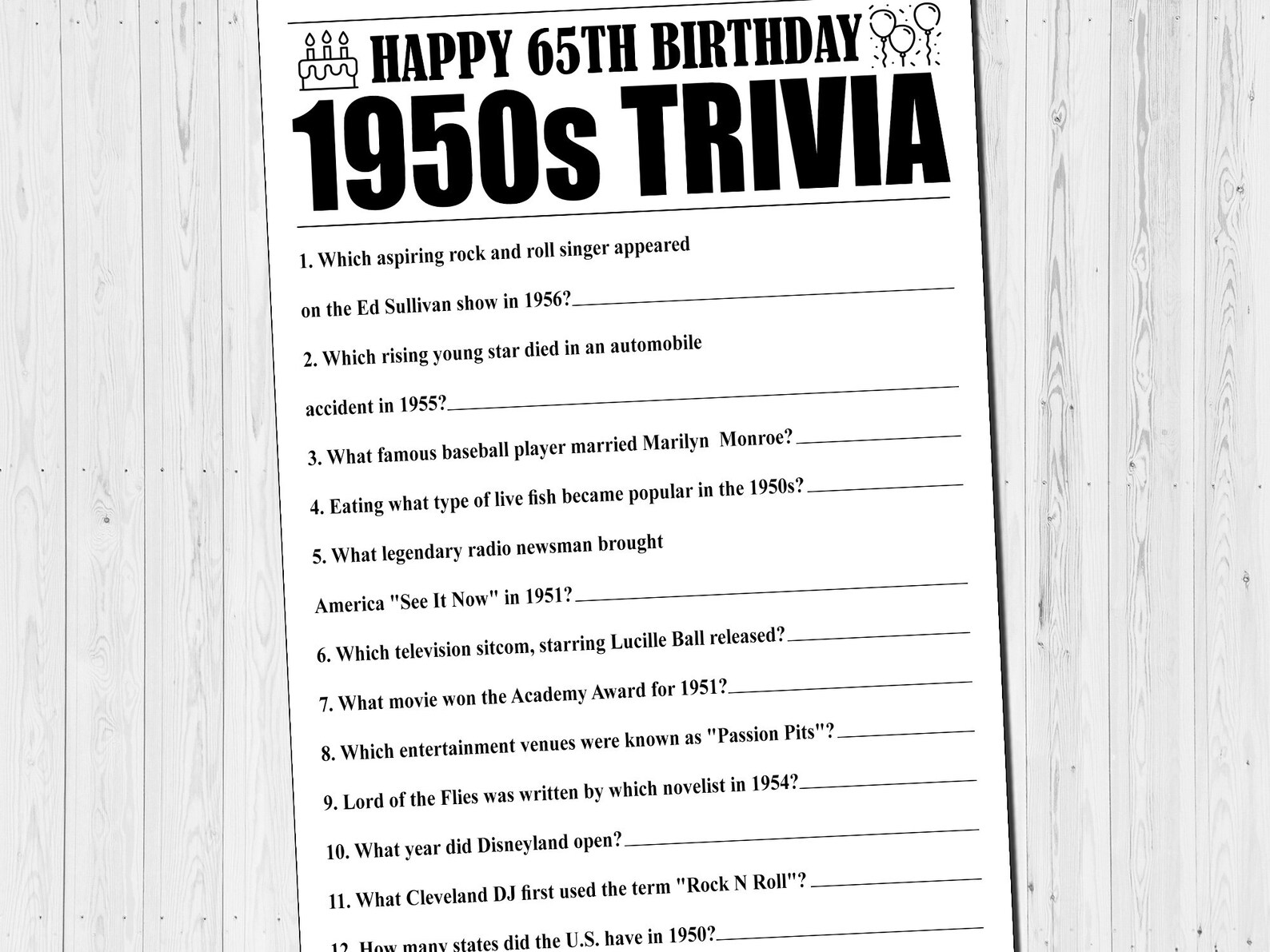 65th Birthday Games Adult Birthday Games 65th Birthday - Etsy