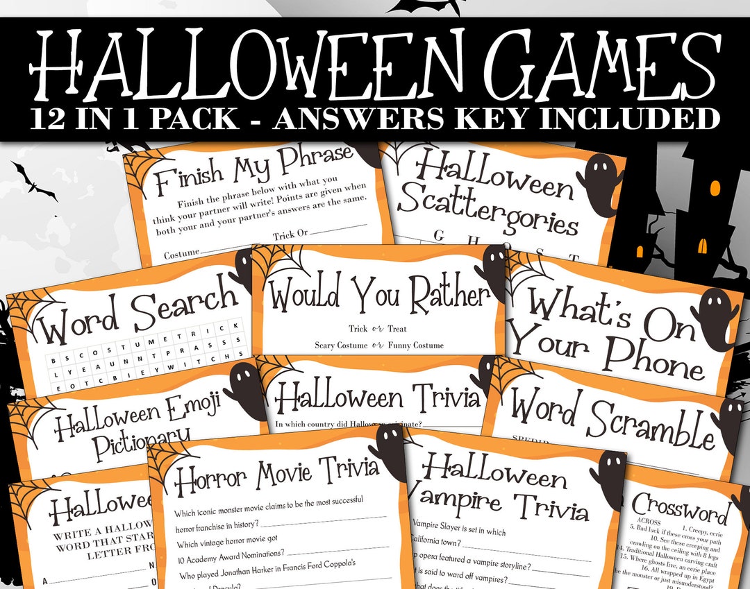 12 Halloween Games, Halloween Printable, Halloween Party Game - Etsy