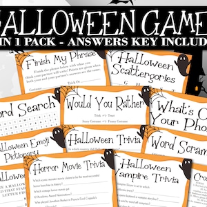 12 Halloween Games Halloween Printable Halloween Party Game - Etsy