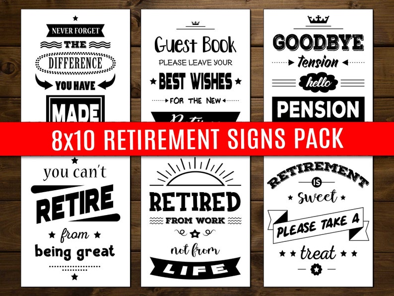 Retirement Party Signs Retirement Signs 6 Pack Retirement - Etsy