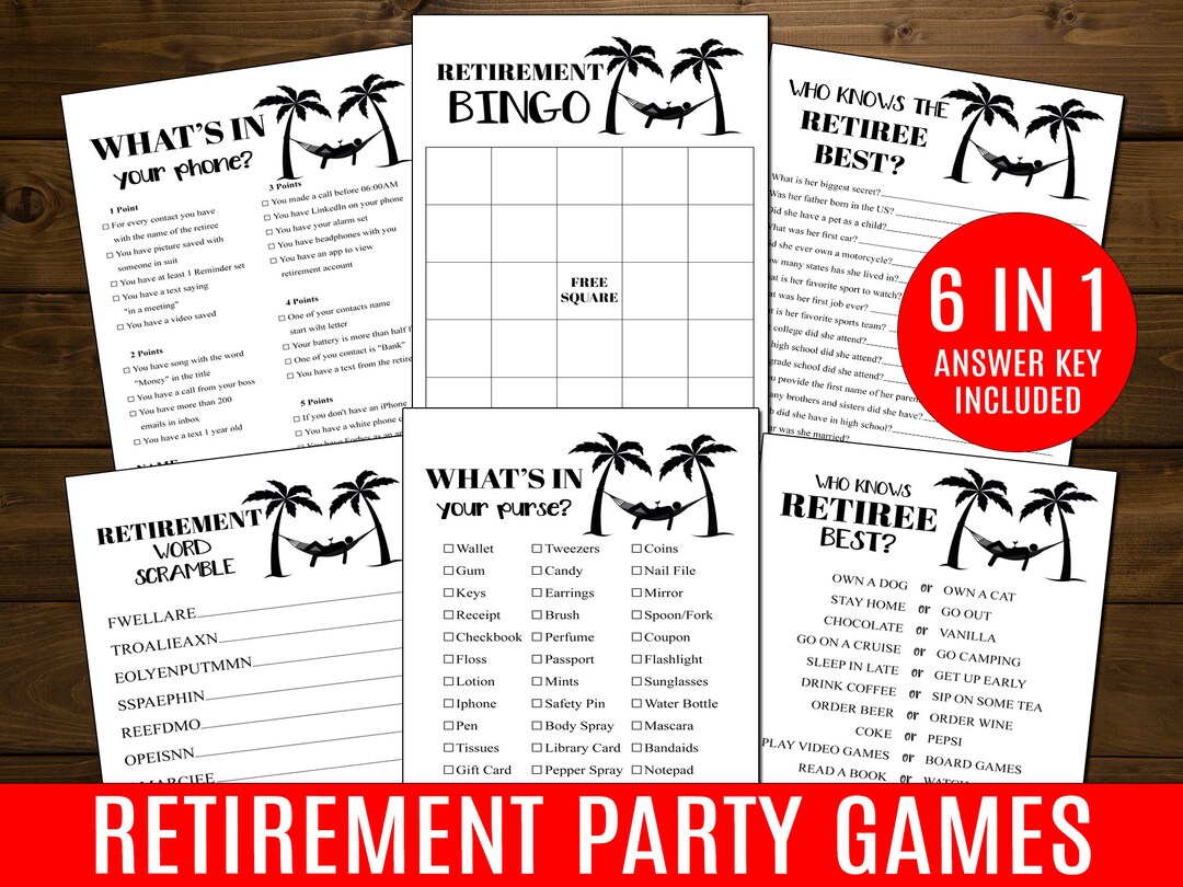 Retirement Party Games, Retirement Bingo, Teacher Retirement Game ...