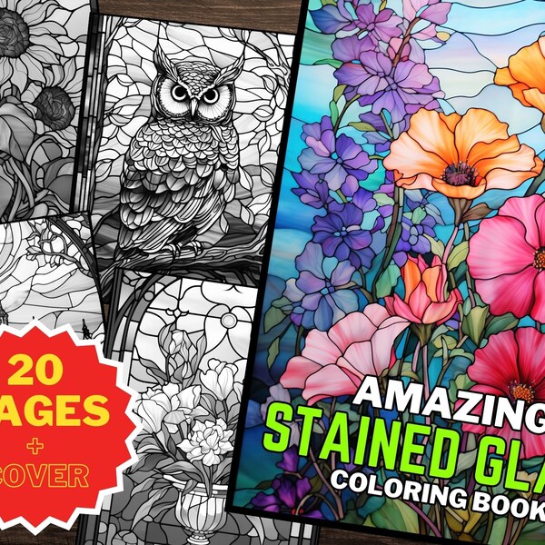 Adult Coloring Pages Stained Glass - Etsy