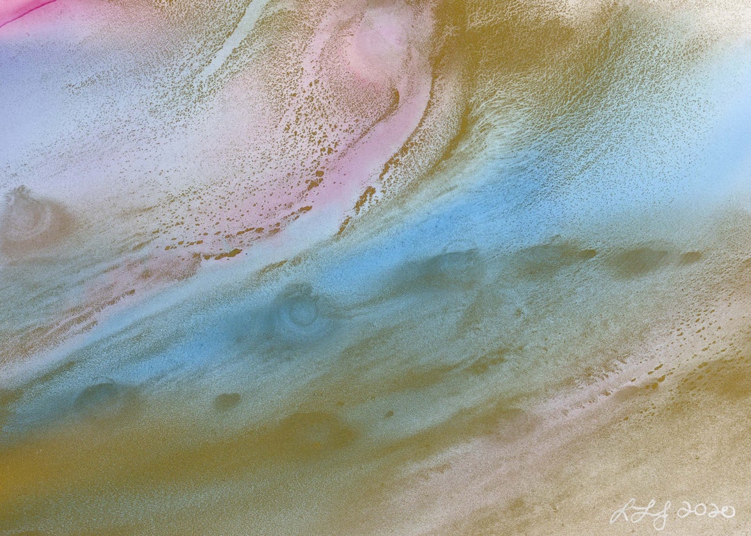 Original Alcohol Ink Painting – on the Wing – Pink Blue & Gold ...