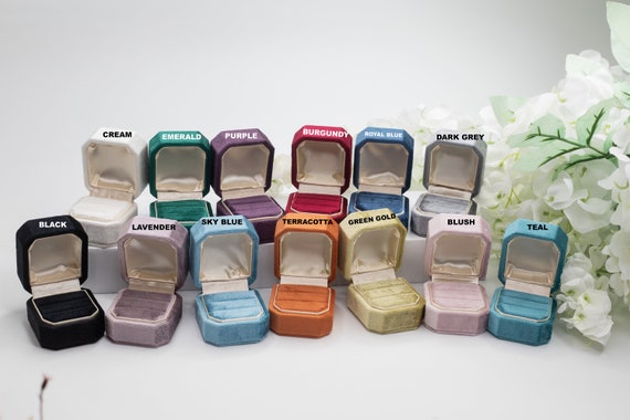13 Colors Luxury Handmade Keepsake Velvet Ring Box Double Slot Engagement Wedding Proposal Presentation Jewelry Ring Box Etsy Canada