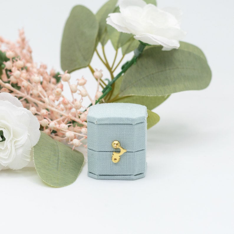 Baby Blue Antique Style Victorian Mini Square Octagon Shape Ring Box ...