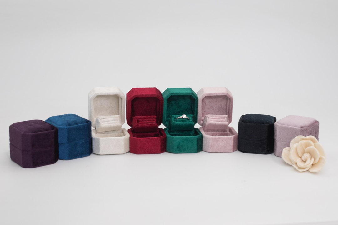 8 Colors Luxury Handmade Keepsake Velvet Ring Box Single Slot ...