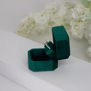Emerald Color Luxury Handmade Keepsake Velvet Ring Box Single Slot ...